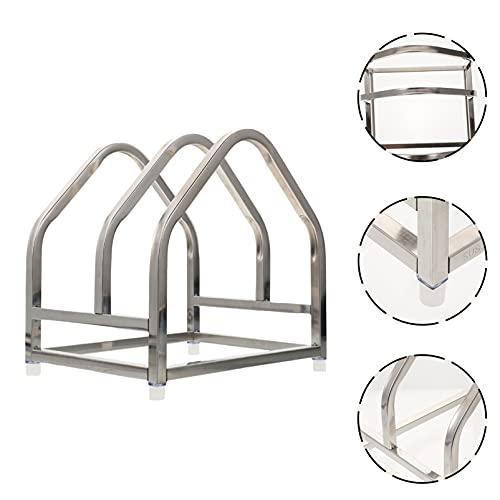 Hemoton Pot Lid Organizer Kitchen Plate Rack Holder Rest Chopping Cutting Board Holder Stand Storage Chopping Board Pots Pans Serving Trays (Sliver)