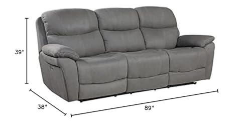 Lexicon Lapointe Wall-Hugger Power Double Reclining Sofa, Gray