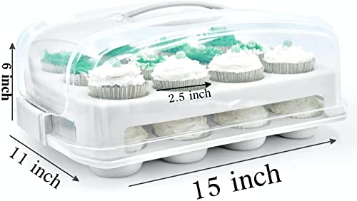 Top Shelf Elements Cupcake Carrier With Two Muffin Pan/Cupcake Pan Stylish Cupcake Carrier With Handle Carrier Holds 24 Cupcakes Muffin Tin Makes 12 Cupcakes each Non Stick Cupcake Tray For Baking