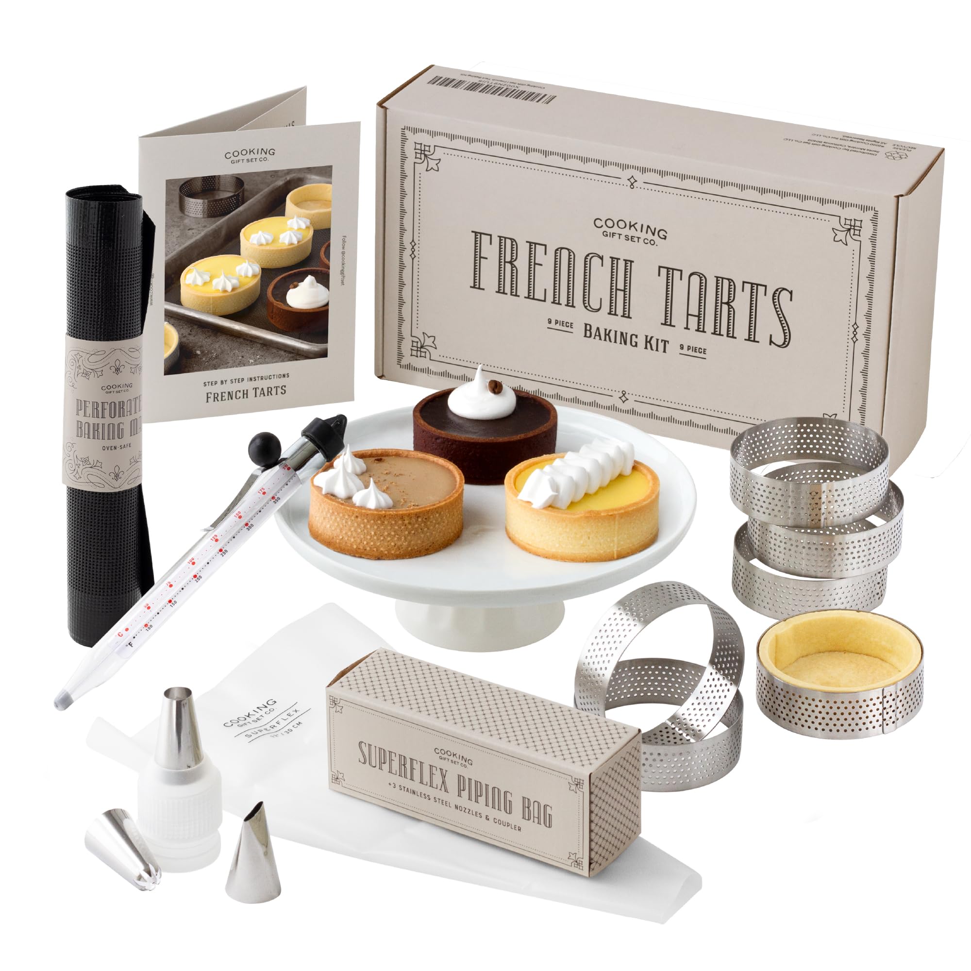French Tart Baking Set | Unique Baking Gifts for Women BFF Kitchen Baking SuppliesPresent a Food Making Kit For Adults & Parisian Cooking Tools for Pastry Dessert