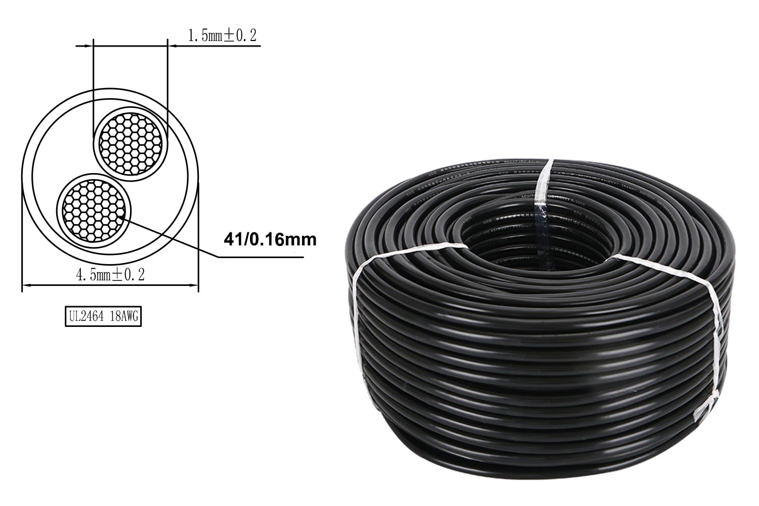 NorthPada 180 Feet 18/2 Core 18 AWG 2 Conductor Copper Electronic Electrical Landscape Wire Stranded PVC Waterproof Insulated Cable 5V 9V 12V 24V 120V 240V Two Cord for LED Lamp Automotive Outdoor