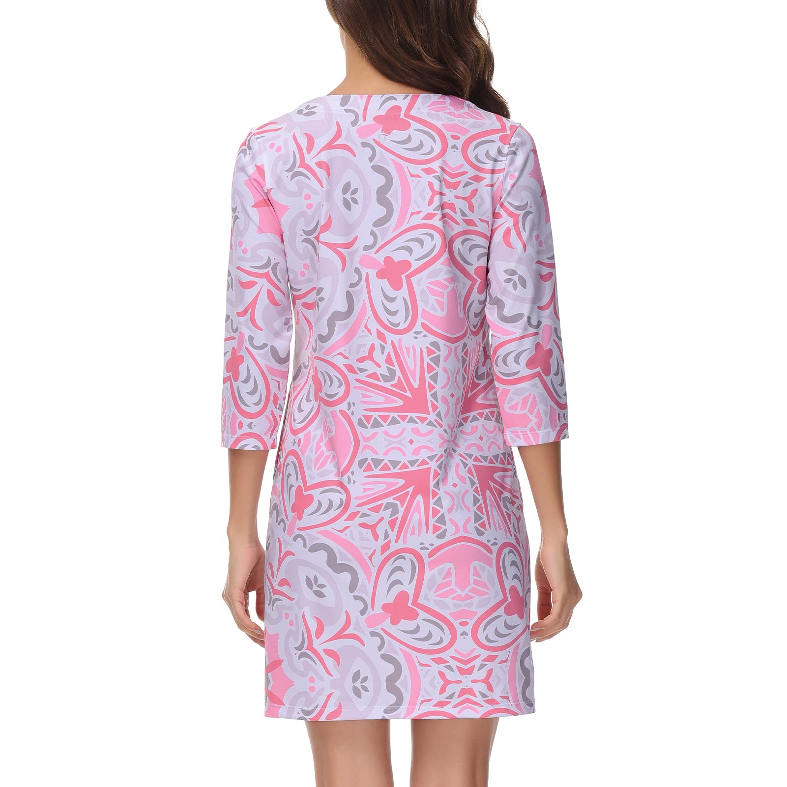 Lightbare Women’s 3/4 Sleeve Dress with Pockets UPF 50+ Casual Sun Dress Breathable Quick Dry for Beach Hiking Outdoors Party