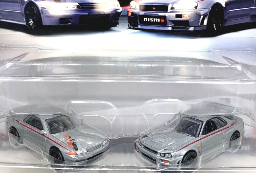 Hot Wheels Car Culture Nissans Skyline GT-R (BNR32+BNR34) Silver, Premium 1:64 Scale Double Pack