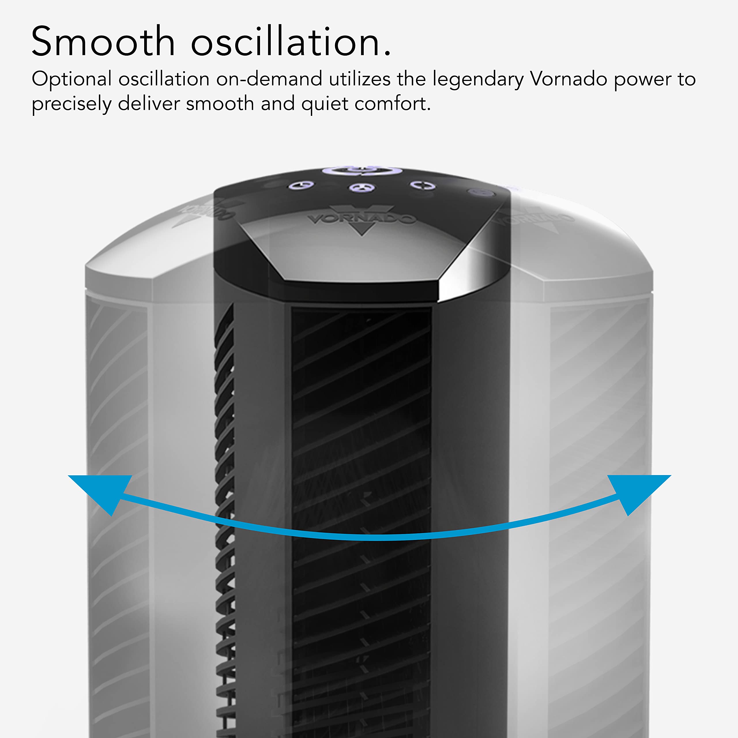 Vornado OSCR37 AE Oscillating Tower Fan and Air Circulator, Works with Alexa, Whole Room, Black, A Certified for Humans Device