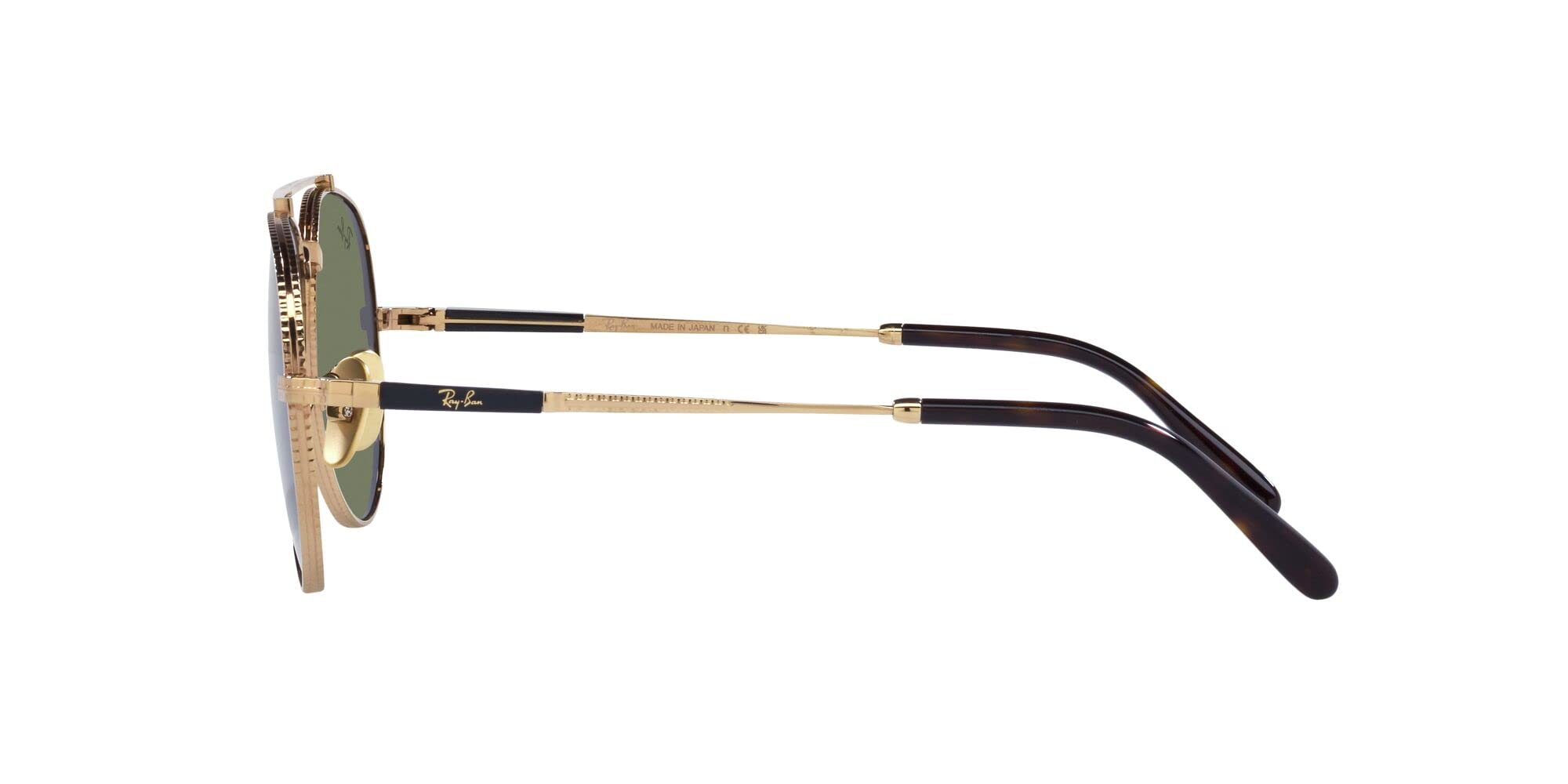 Ray-Ban RB8225 Aviator Titanium Sunglasses, Gold/Green, 62 mm