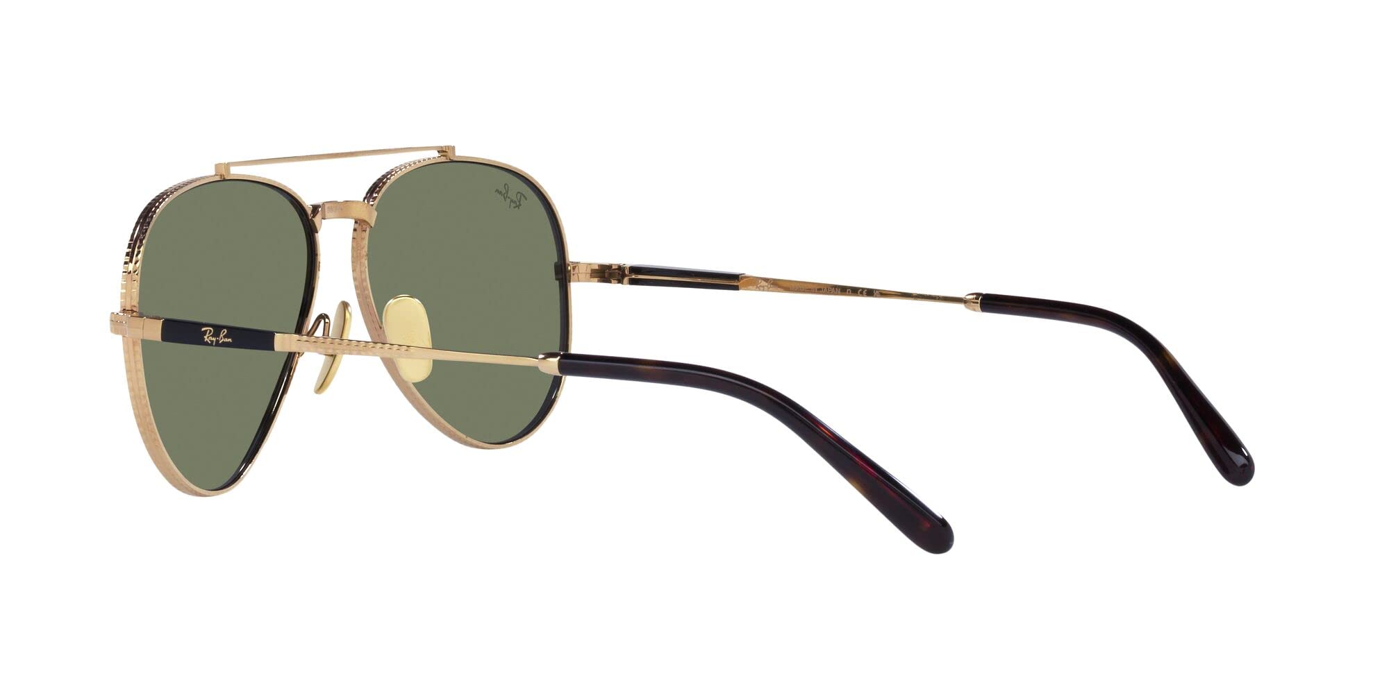 Ray-Ban RB8225 Aviator Titanium Sunglasses, Gold/Green, 62 mm