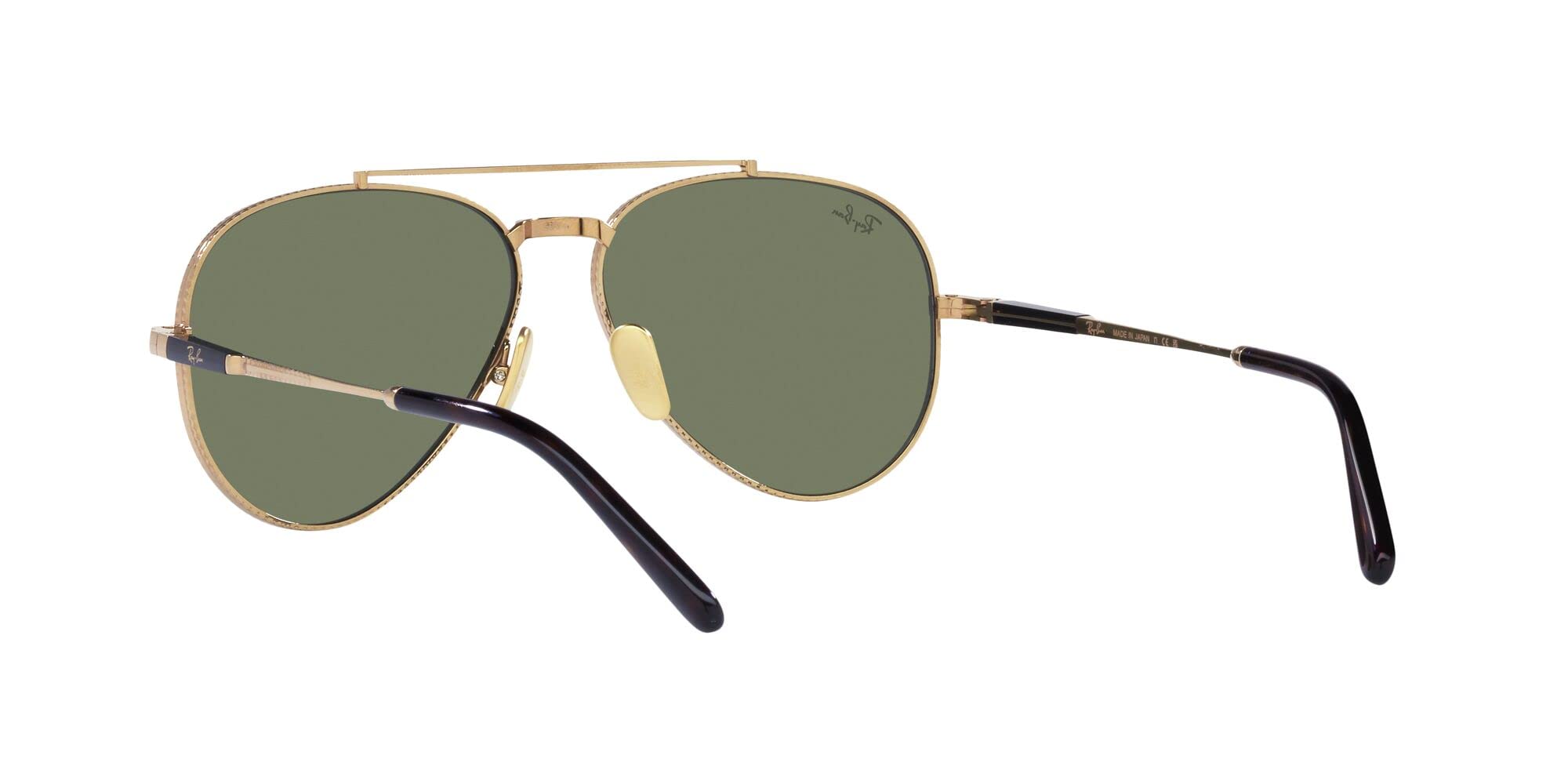 Ray-Ban RB8225 Aviator Titanium Sunglasses, Gold/Green, 62 mm