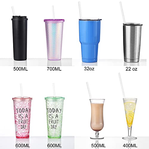 ALINK 12-Pack Reusable Plastic Clear Straws, 13 inch Extra Long Tumbler Straws for 1 Gallon, 64 oz 40 oz 32 oz Water Bottles, Plus Cleaning Brush