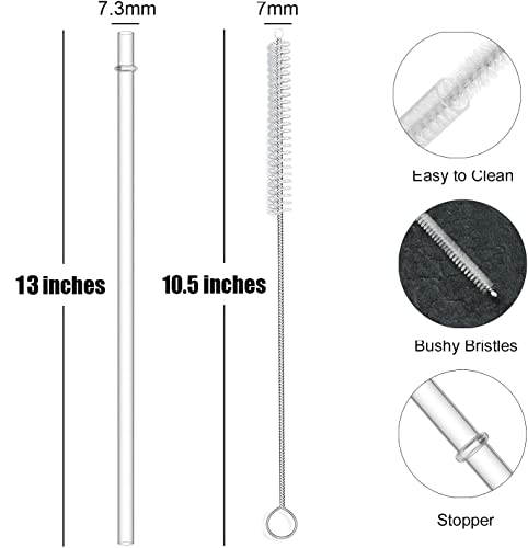 ALINK 12-Pack Reusable Plastic Clear Straws, 13 inch Extra Long Tumbler Straws for 1 Gallon, 64 oz 40 oz 32 oz Water Bottles, Plus Cleaning Brush