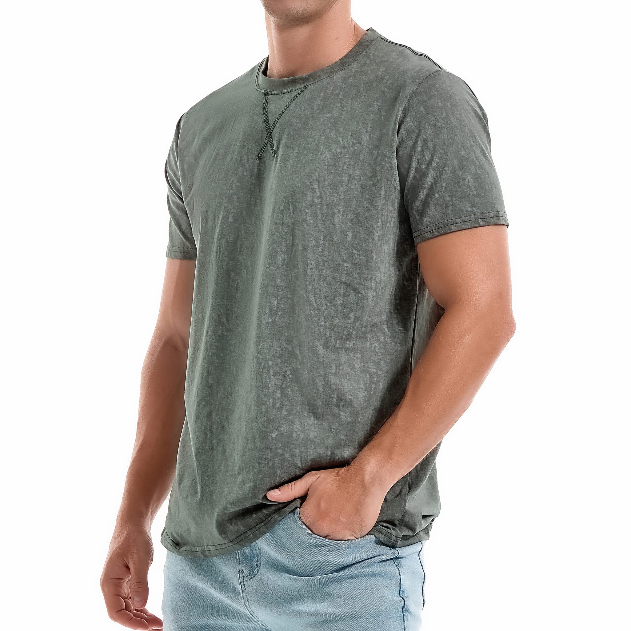 KLIEGOU Men's T-Shirts - Elasticity Cotton Crew Neck Tees 2166 Dark Grey XXL