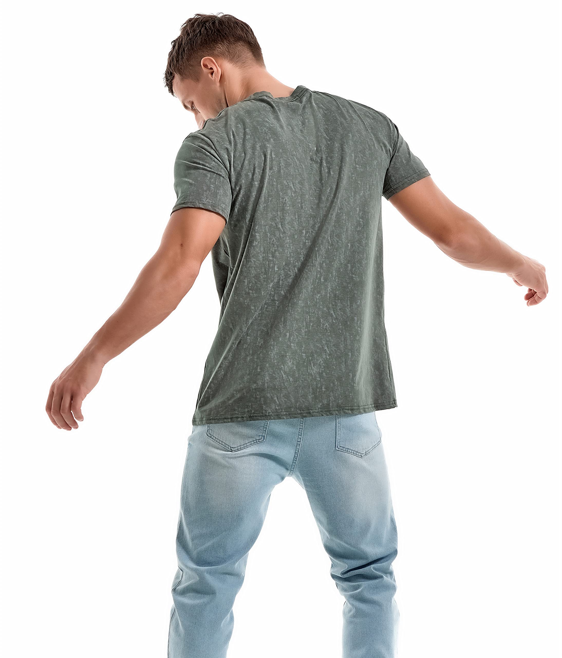 KLIEGOU Men's T-Shirts - Elasticity Cotton Crew Neck Tees 2166 Dark Grey XXL