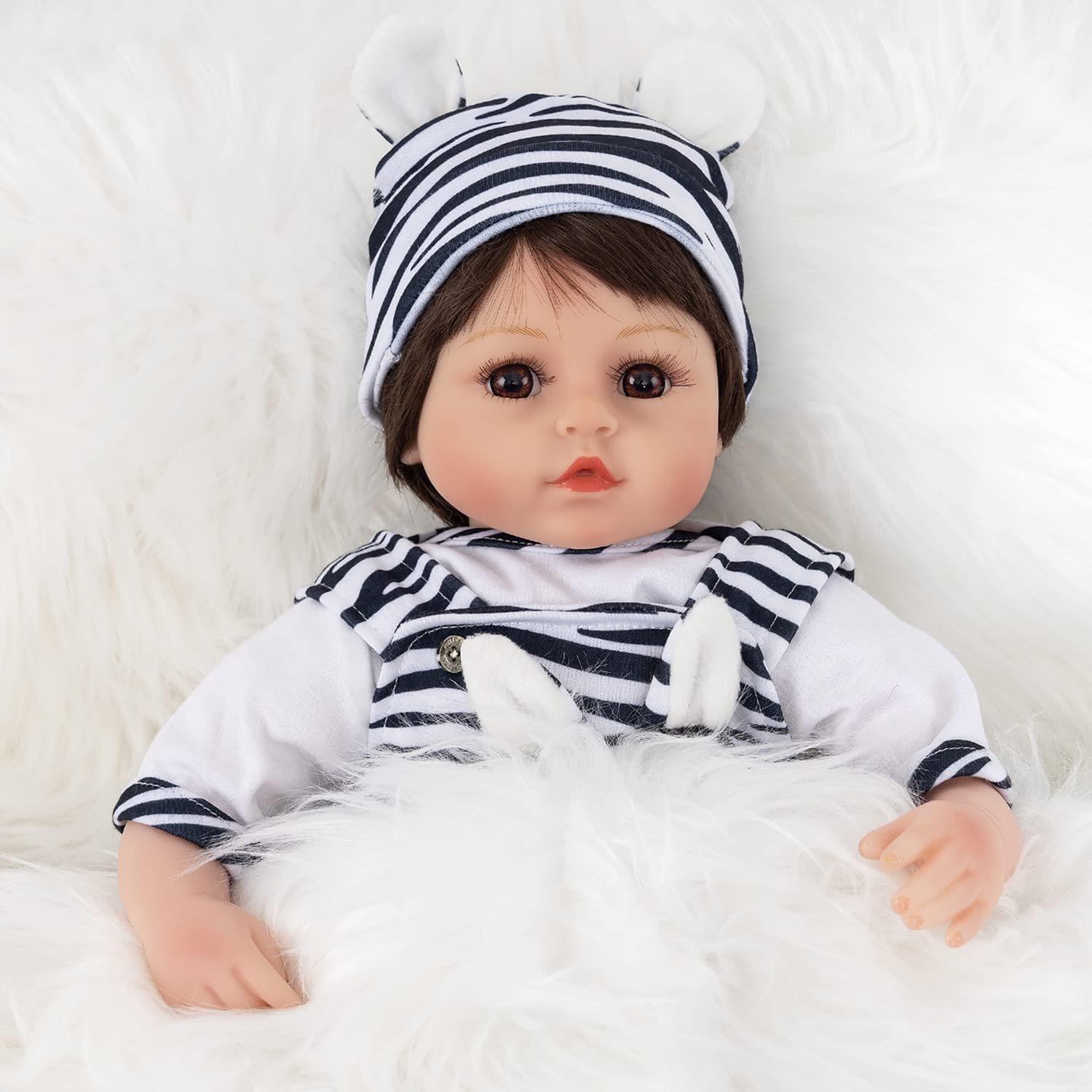 ENADOLL Reborn Baby Doll Realistic Silicone Vinyl Baby 16 inch Weighted Soft Body Lifelike Doll Gift Set for Ages 3+(Zebra Boy)