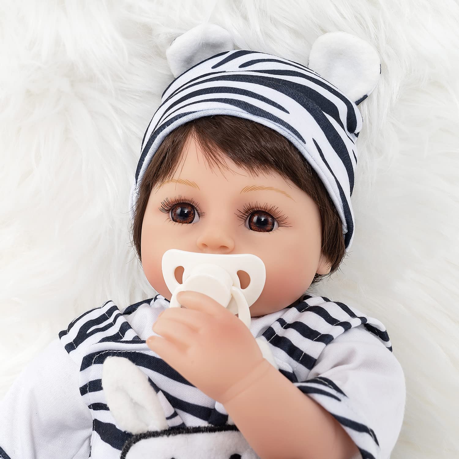 ENADOLL Reborn Baby Doll Realistic Silicone Vinyl Baby 16 inch Weighted Soft Body Lifelike Doll Gift Set for Ages 3+(Zebra Boy)