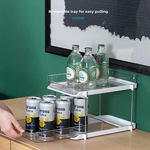 Lyellfe 2 Tier Clear Organizer with Divider, Pull Out Under Sink Organizer and Storage, Sliding Spice Rack Medicine Cabinet Bins, Multi-purpose Vanity Tray for Bathroom, Kitchen Pantry