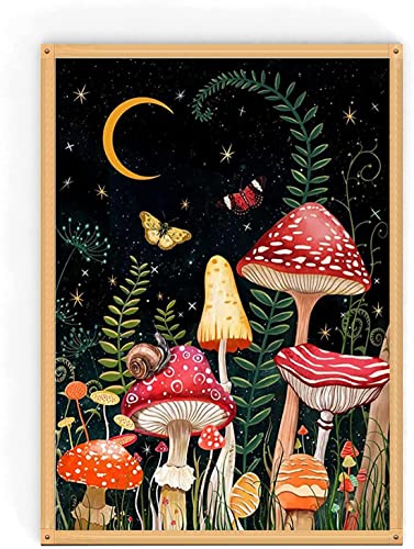 Stamped Cross Stitch Kits, Mushroom Needlepoint Butterfly Counted Cross Stitch Kits for Adults Beginners,Full Range of Cross-Stitch Stamped Kits Needlecrafts for Home Wall Decor Cross Stitch Patterns
