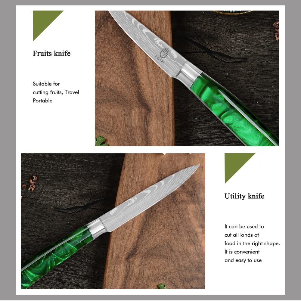 FULLHI Japanese Knife Set, 14pcs Premium German Stainless Steel Kitchen Knife Set, Multiple Colours