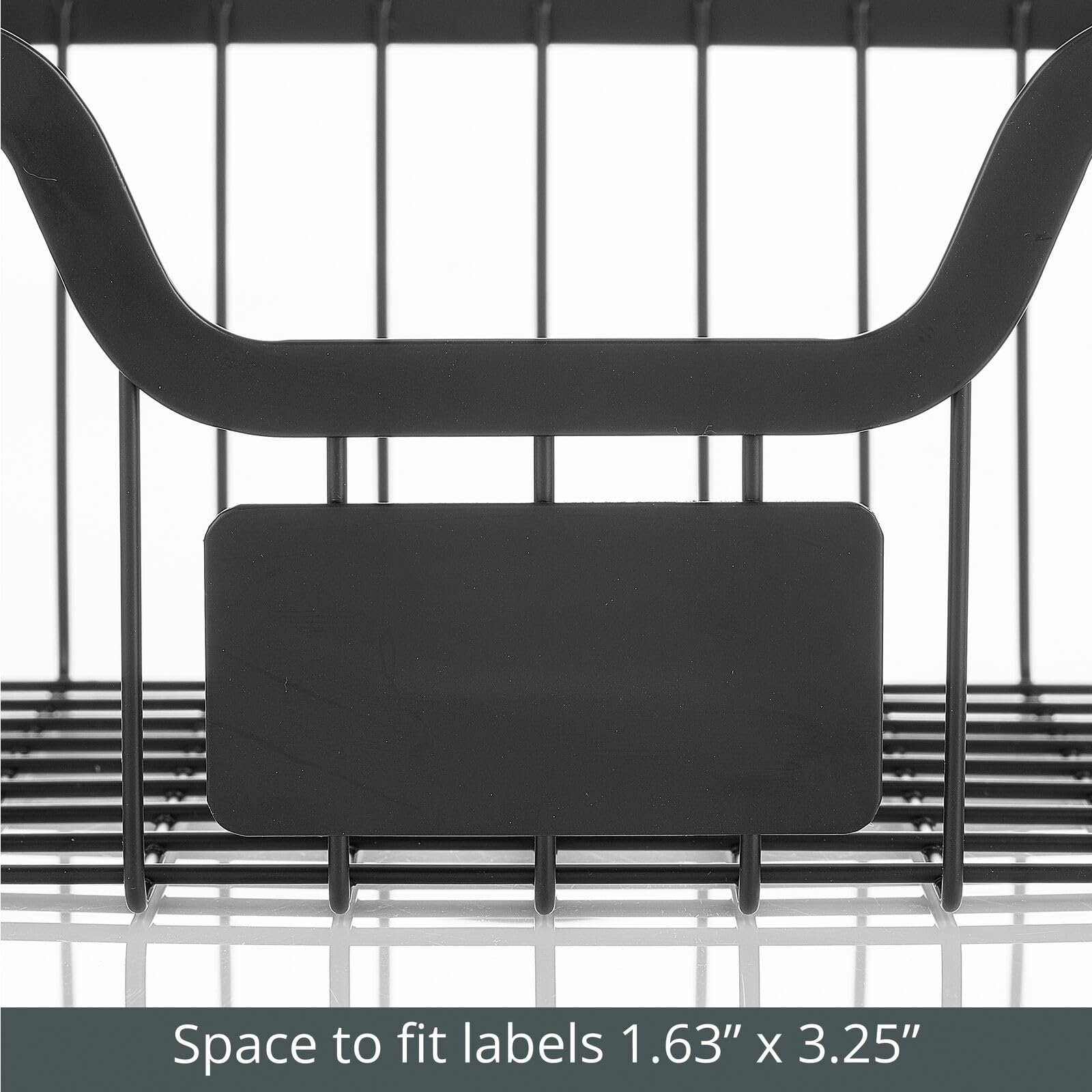 mDesign Wire Under Shelf Organizer for Cabinet - Sliding Basket for Under Cabinet Shelf - Hanging Organizer Rack for Kitchen and Pantry with Label Space - Carson Collection - 2 Pack - Matte Black