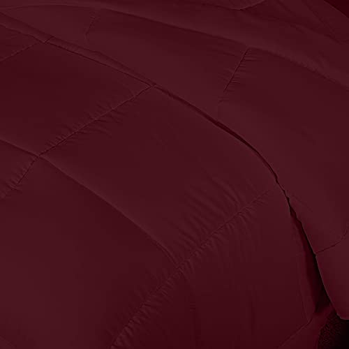 Utopia Bedding All Season Down Alternative Quilted Queen Comforter, Duvet Insert with Corner Tabs, Machine Washable, Bed Comforter (Burgundy/Red)