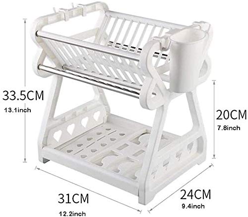 Dish Rack 2-Layer Dish Rack, Drain Plate Rack with Drip Tray, Kitchen Dish Drying Rack, Cutlery Rack Storage Rack