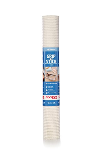 Con-Tact Brand Grip-N-Stick Durable Self-Adhesive Non-Slip Shelf and Drawer Liner, 18" x 4', White, 6 Rolls