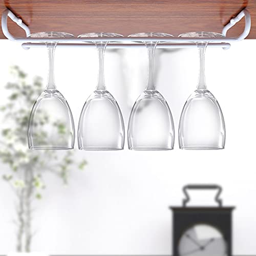 Semetall 10.23" Wine Glasses Rack, Wine Glass Holder Under Cabinet Stemware Rack for Kitchen, Bar ,Cabinet, Set of 2(White)