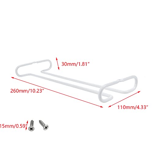 Semetall 10.23" Wine Glasses Rack, Wine Glass Holder Under Cabinet Stemware Rack for Kitchen, Bar ,Cabinet, Set of 2(White)