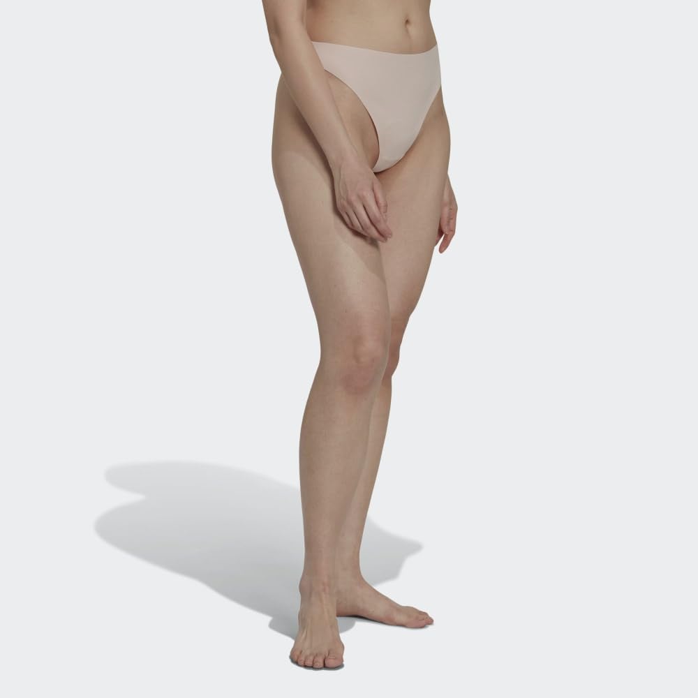 Adidas Women's Micro Flex Thong Panty Underwear, Peach Whip/White, X-Large