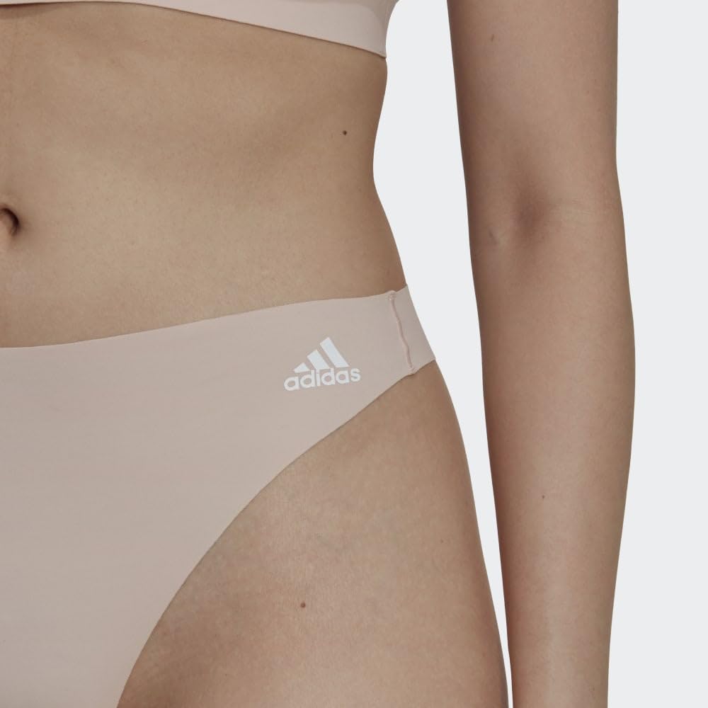 Adidas Women's Micro Flex Thong Panty Underwear, Peach Whip/White, X-Large