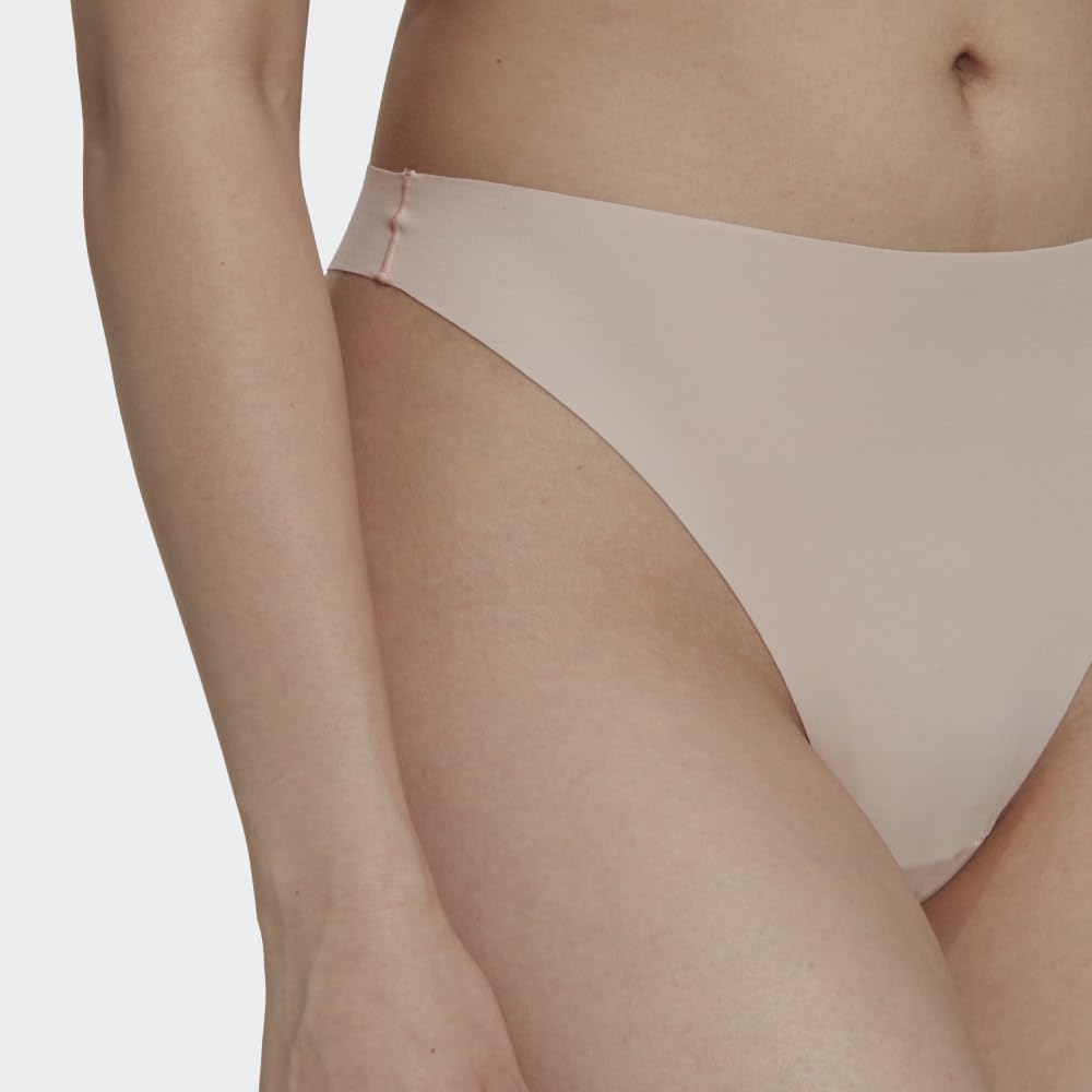 Adidas Women's Micro Flex Thong Panty Underwear, Peach Whip/White, X-Large