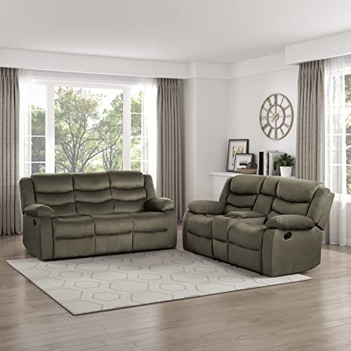 Lexicon Mabel Wall-Hugger Manual Double Reclining Sofa, Brown