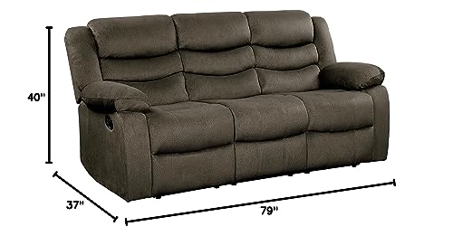 Lexicon Mabel Wall-Hugger Manual Double Reclining Sofa, Brown