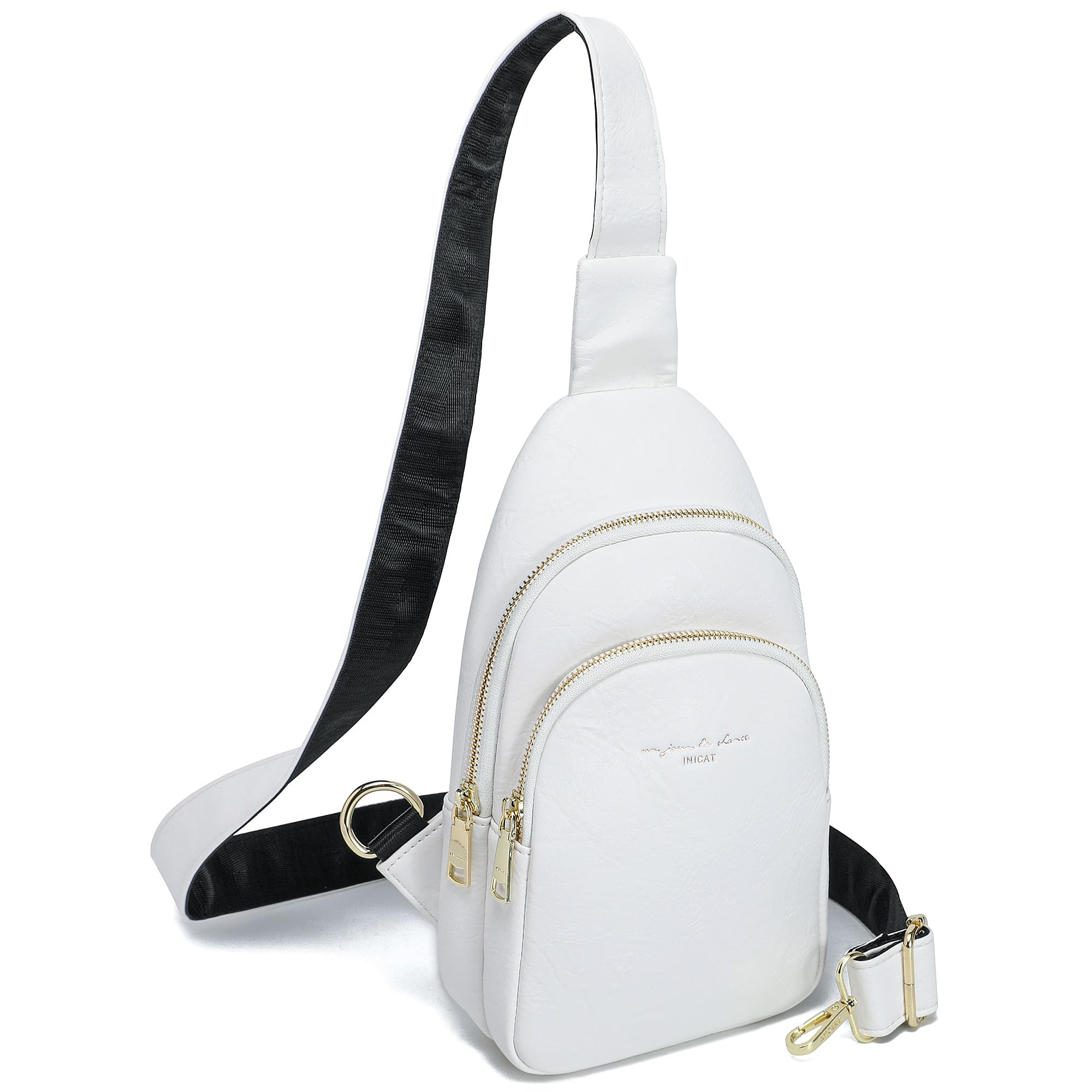 AOCINA INICAT Small Sling Bag Crossbody Vegan Leather Fanny Packs for Women Fashionable Chest Bag for Travel(D-026 White)