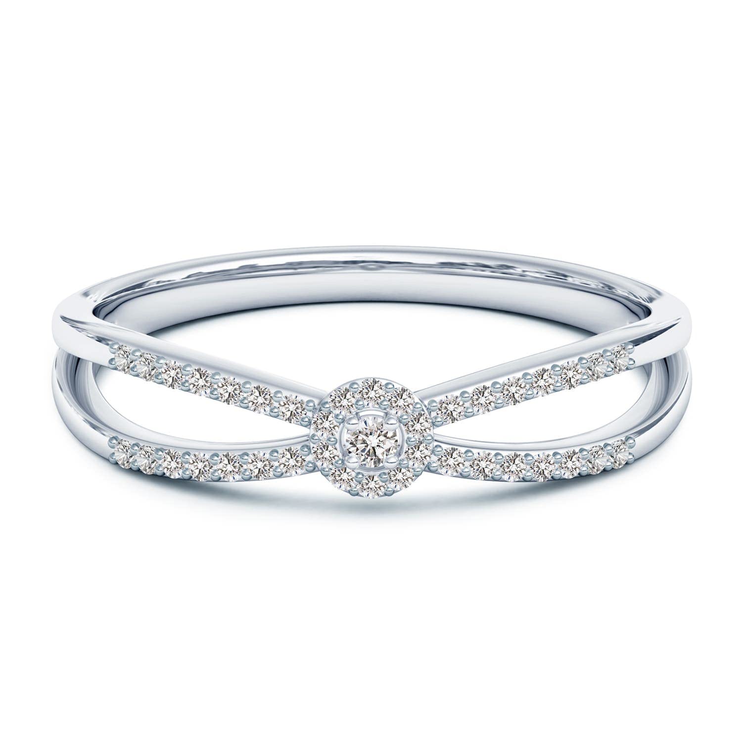 Angara Natural 0.17 Ct Diamond Infinity Ring for Women in 14K White Gold (Color : K | Clarity : I3) | April Birthstone, Birthday, Engagement, Anniversary Jewelry Gift For Women