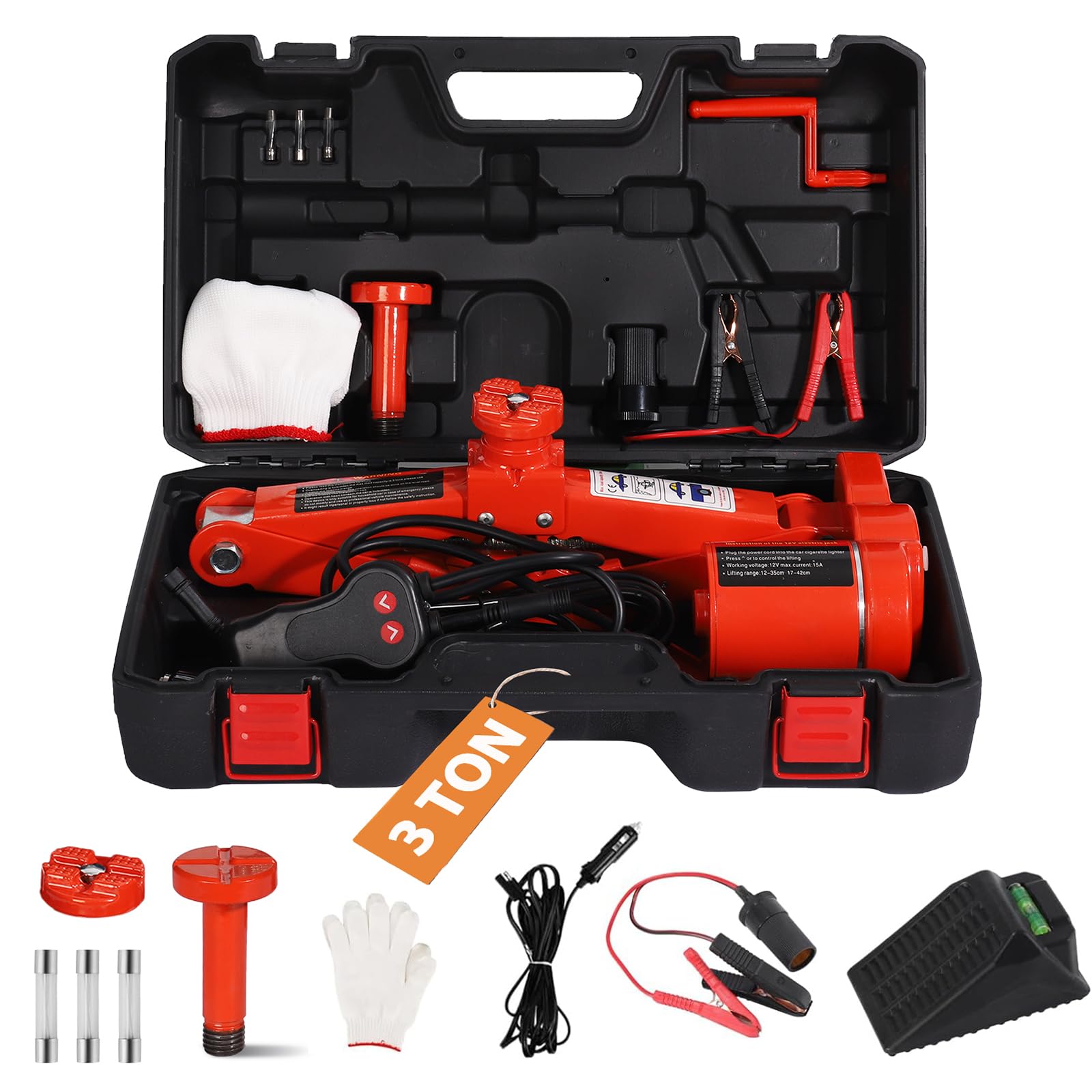 Electric Car Jack TYAYT 3 Ton 12V Car Scissor Jack for Car Sedan and SUV Portable Electric Jack for Tire Replacement