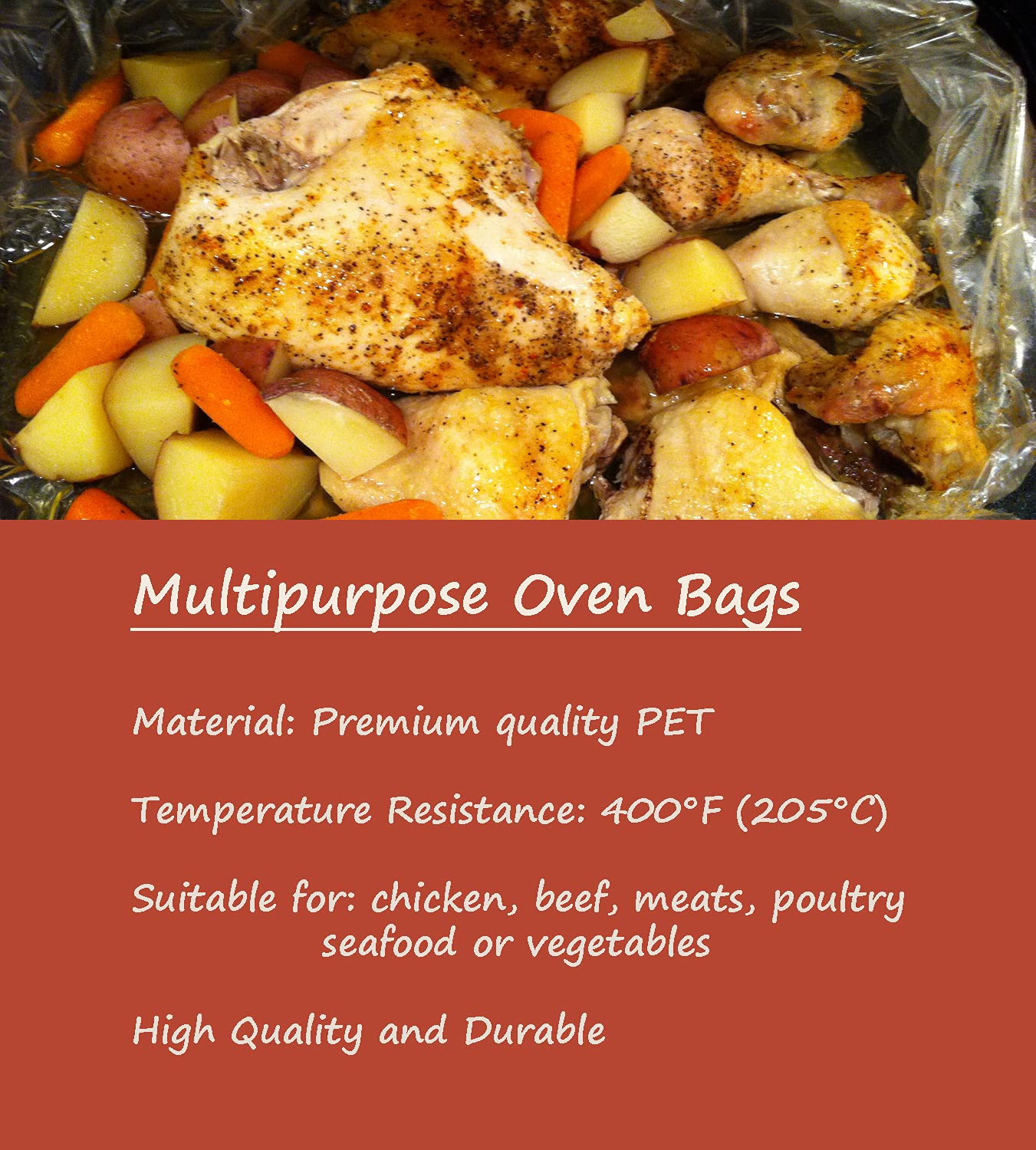 15×Oven Bags, Cooking Roasting Bags Medium Size for Meats Chicken Fish Vegetables (14×17 inch)