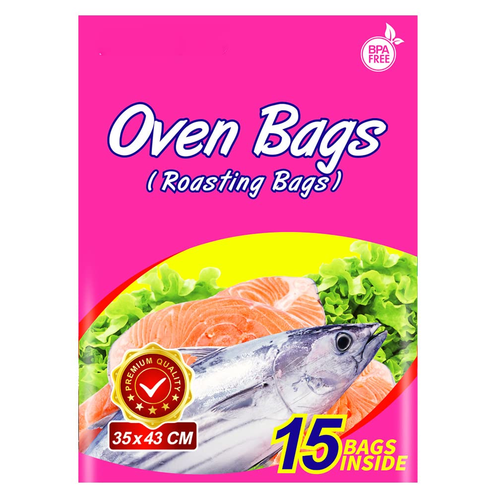 15×Oven Bags, Cooking Roasting Bags Medium Size for Meats Chicken Fish Vegetables (14×17 inch)
