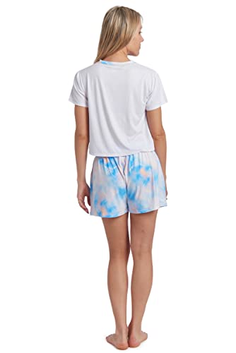 Marvel Thor: Love & Thunder Womens Women's Pajama Shirt and Shorts Sleep Set Tie Dye Blue/White Small