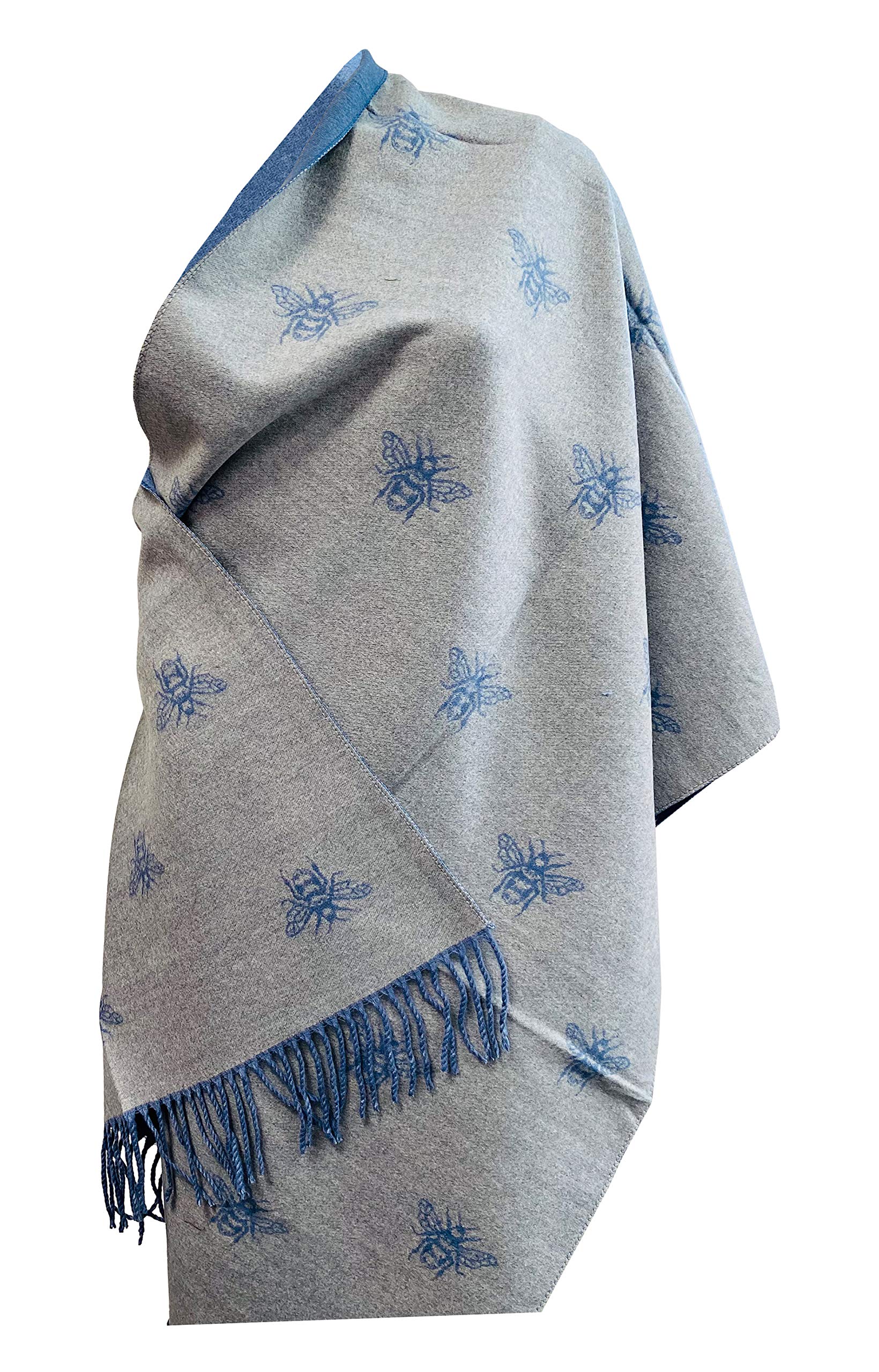 BUMBLE BEES SUPER SOFT SCARF WITH BEAUTIFUL TASSELS REVERS ABLE SOFT AND WARM SCARF beautiful colours (BLUE) YELLOW