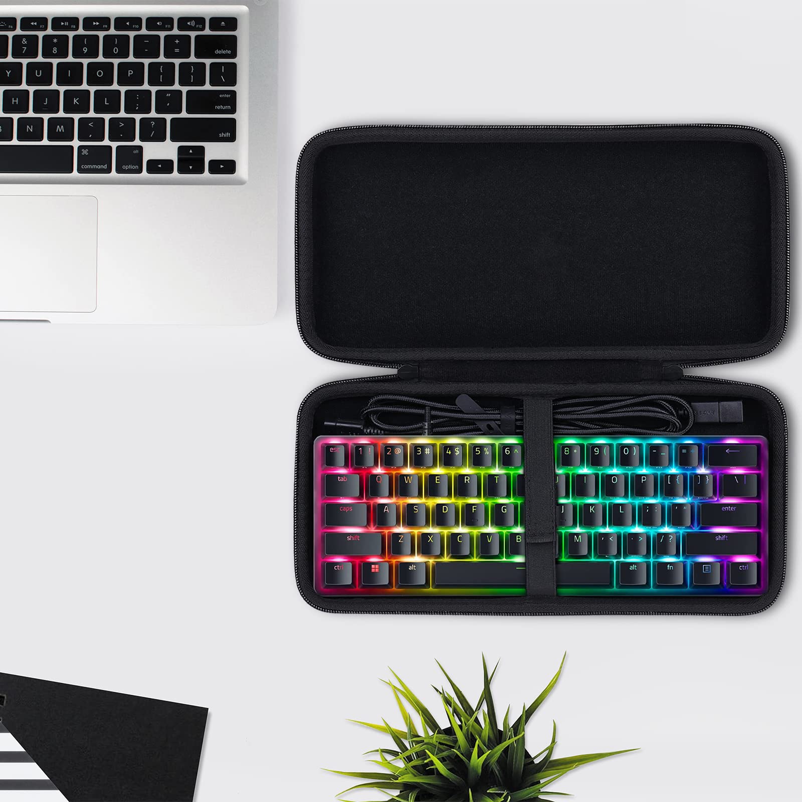 Co2CREA Hard Travel Case Replacement for Razer Huntsman Mini / Snpurdiri / MageGee Gaming Keyboard (Black)