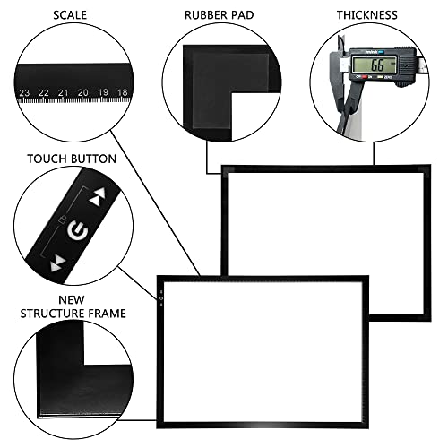 HSK A2 LED Artist Light Pad kit Dimmable Brightness with Lock/Unlock Modes for Diamond Painting, Adjustable Angle Stand