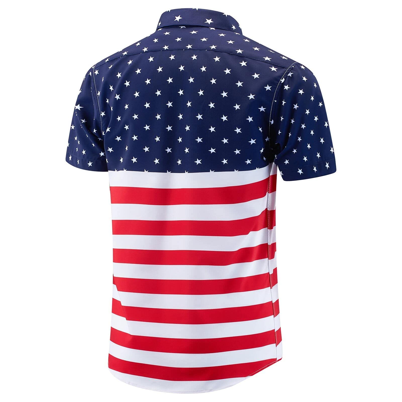 ENVMENST Men's American Flag Button Down Shirts Casual Short Sleeve Patriotic Hawaiian Shirt(Flag,3XL)