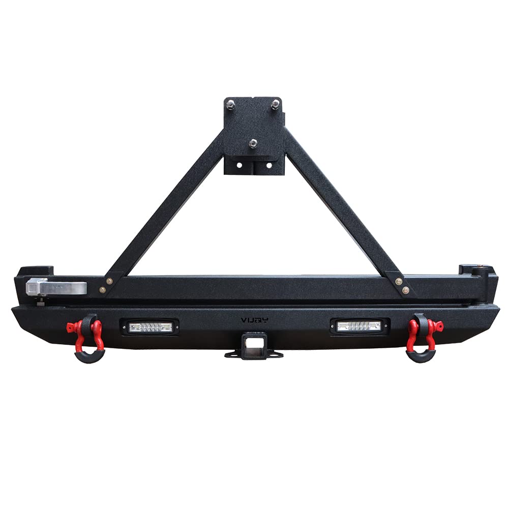 Ronghui Cherokee XJ Rear Bumper with Spare tire carrier and D-Rings Compatible with 1984-2001 Cherokee XJ
