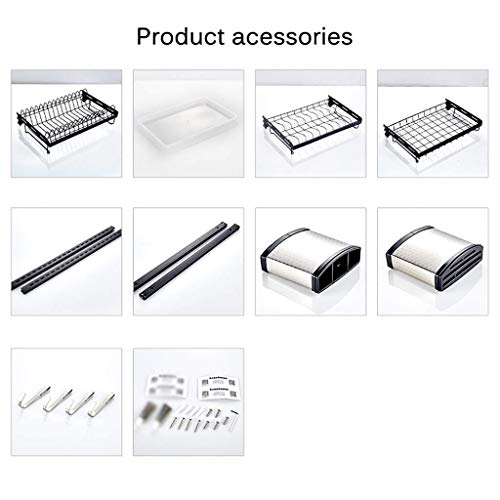 FEHUN Sinks,3-Layer Kitchen Shelf 415 * 26 * 545Cm,Wall-Mounted Stainless Steel Drain Rack Dish Rack with Holder,Chopsticks Cage