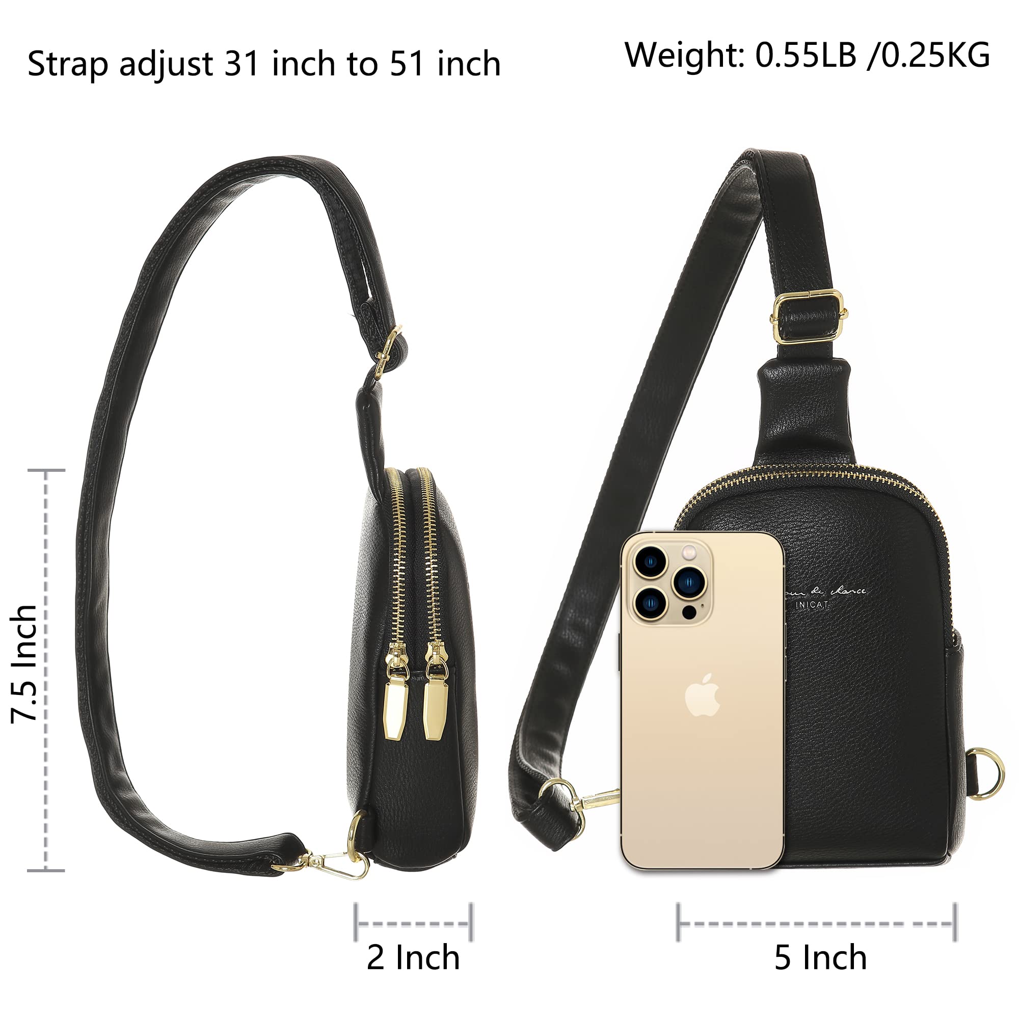 INICAT Small Crossbody Sling Bags for Women Vegan Leather Cell Phone Purse Fanny Packs for Women Men(026-Light Grey)