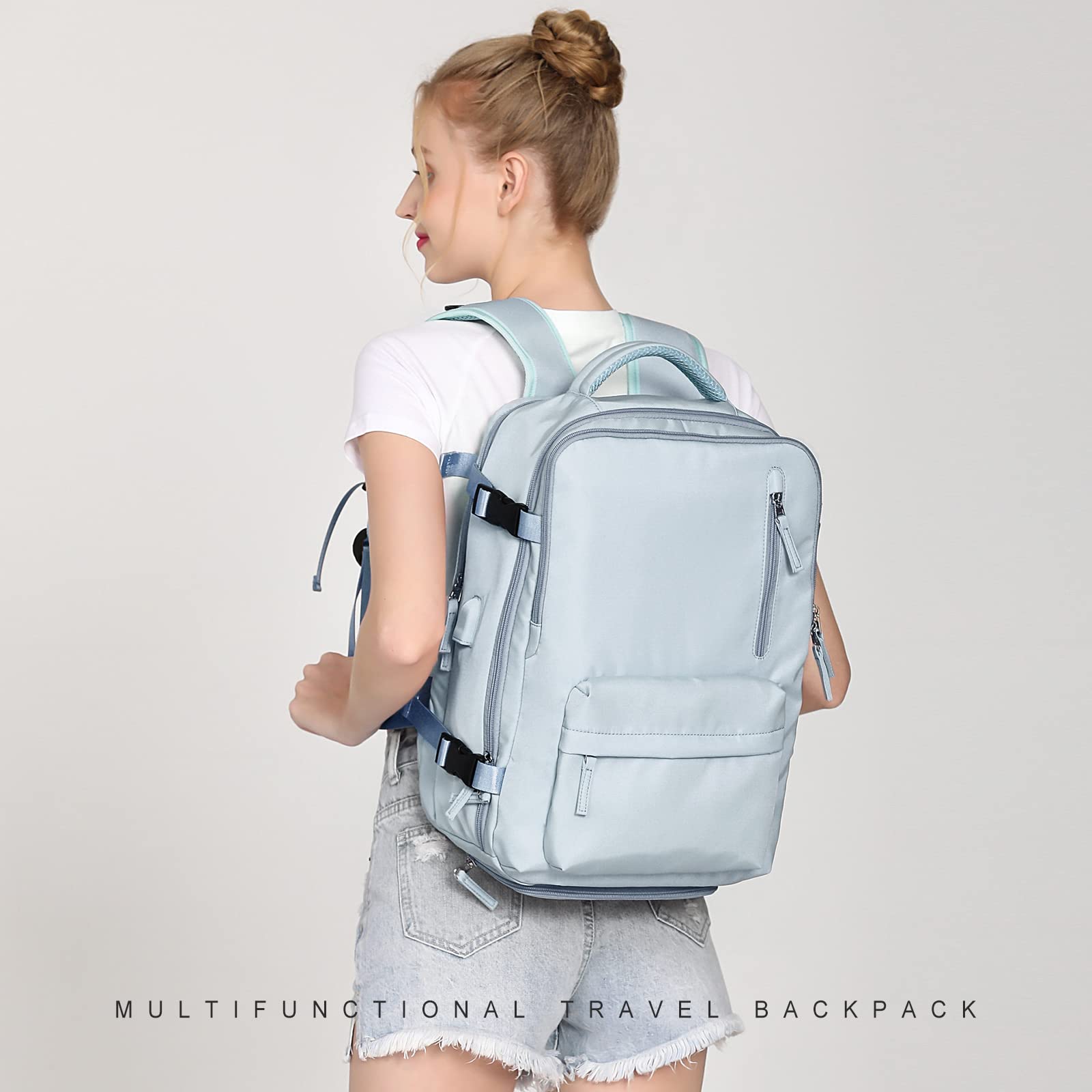WONHOX Large Travel Backpack Carry on Flight Approved Airplanes Laptop Work Business Weekender Bag Personal item backpack Backpack for Women Men Mochila de Viaje