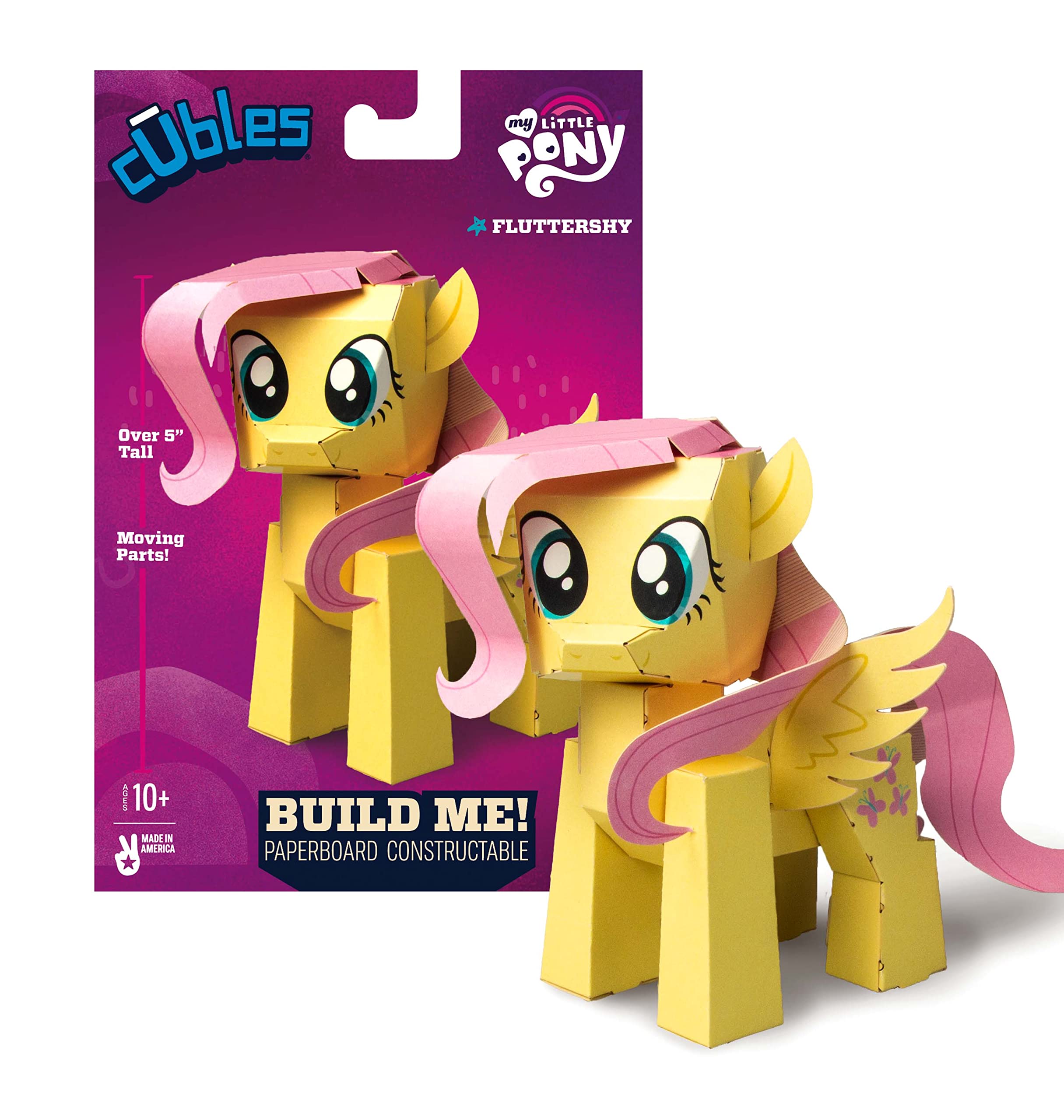 Cubles My Little Pony Series 1 3-Pack Twilight Sparkle, Applejack, Fluttershy - 3D Paperboard Constructable Set - Build-Your-Own, Ages 6 and Up β Over 5 Inches Tall - 100% Recyclable