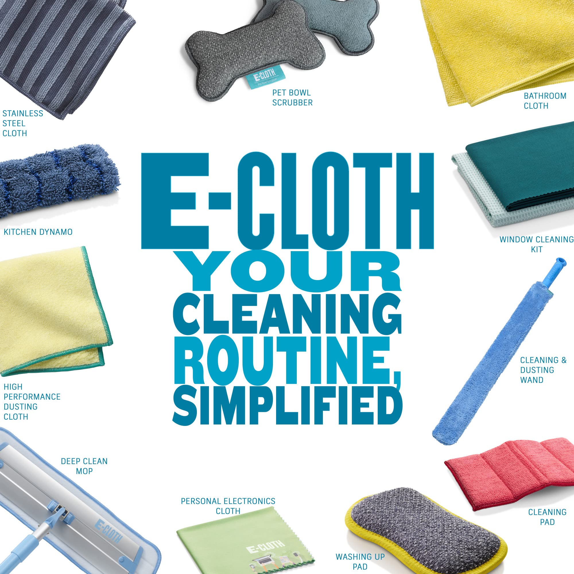 E-Cloth 5-pc Kitchen Bundle, Microfiber Cleaning Cloths Set with Dish Scrubber, Ideal Spotless Cleaner for Granite, Marble, Kitchen, Sink, Dish and Stainless Steel Pot and Pans, 100 Wash Promise