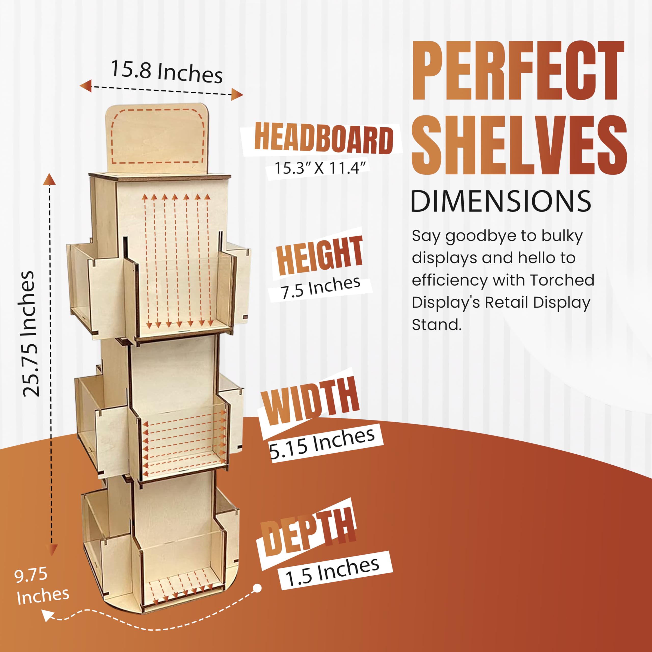 Rotating Greeting Card Display Stand, 3 Tier Wooden Organizer, 4-Sided Display Rack Spinning Multi-Pocket Display for Coasters, Stickers, Retail, Tradeshow - A4, A6, A7, 5"x7", 4 bar (Natural)