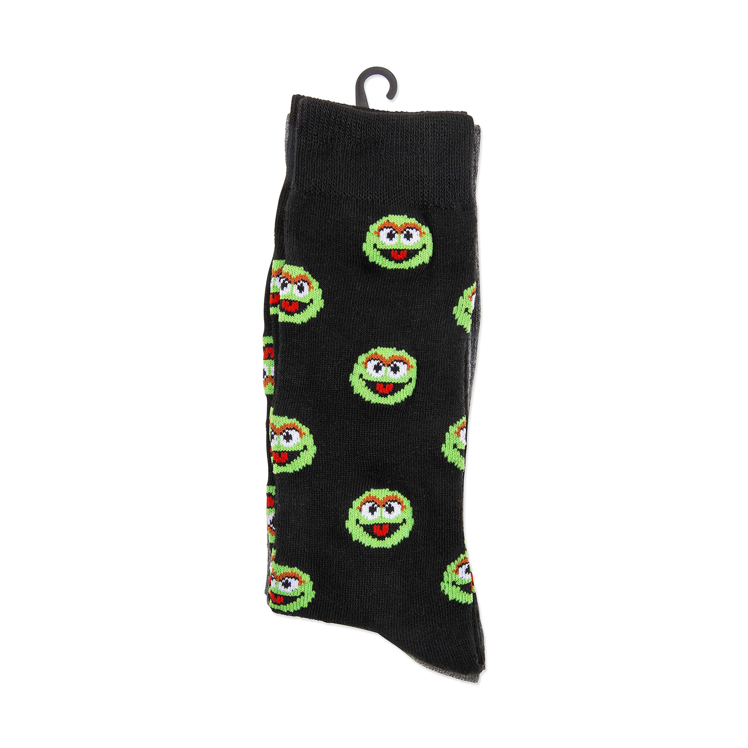 Sesame Street Men's 2 Pack Crew Socks, Grey Assorted, 10-13
