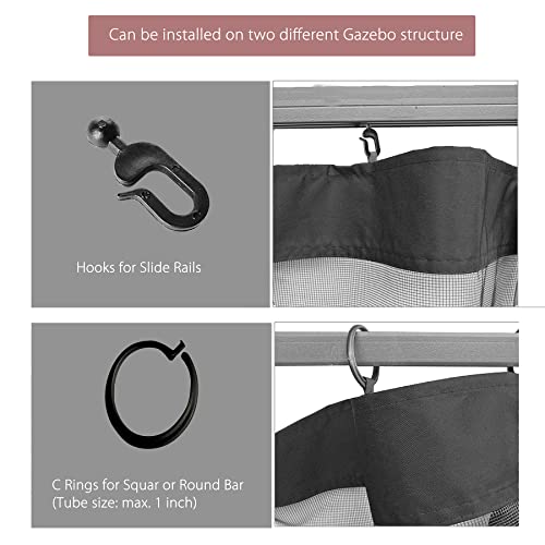 SunCula Replacement Gazebo Mosquito Netting Screen with Zipper for Patio Outdoor,Garden and Backyard (12'x12', Black, Only Netting)